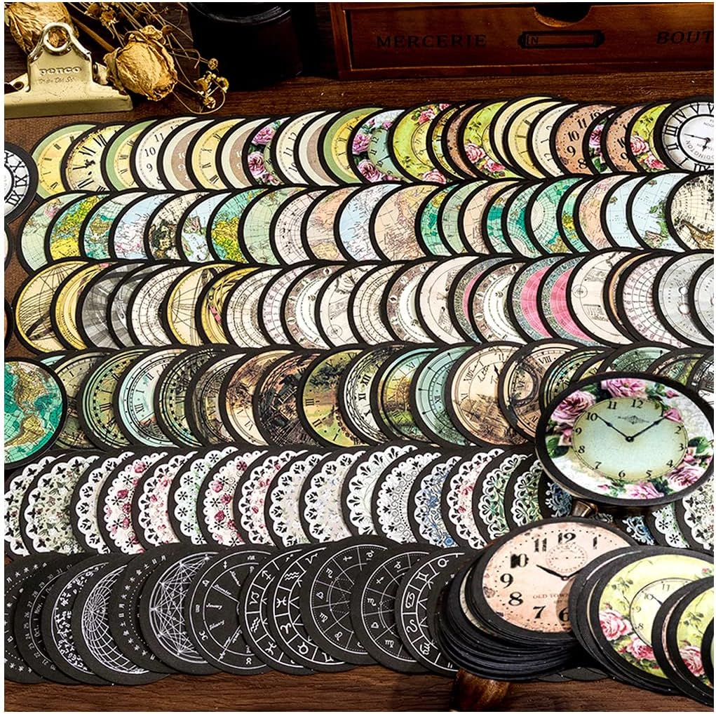 Amazon.com: Vilikya 180pcs Vintage Round Stickers for Scrapbooking, 6 ...