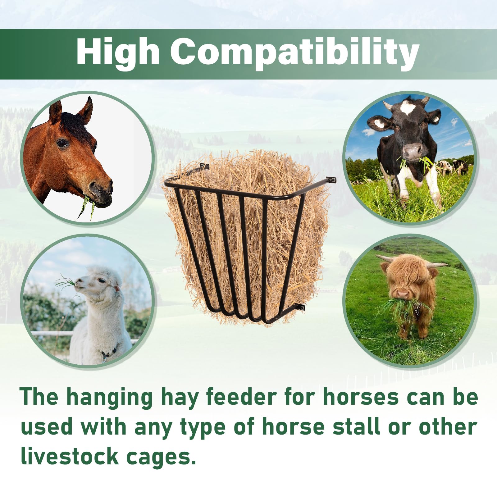 Nisorpa Hay Rack, Hay Feeder Rack for Horses Goats Sheep Wall Mounted ...