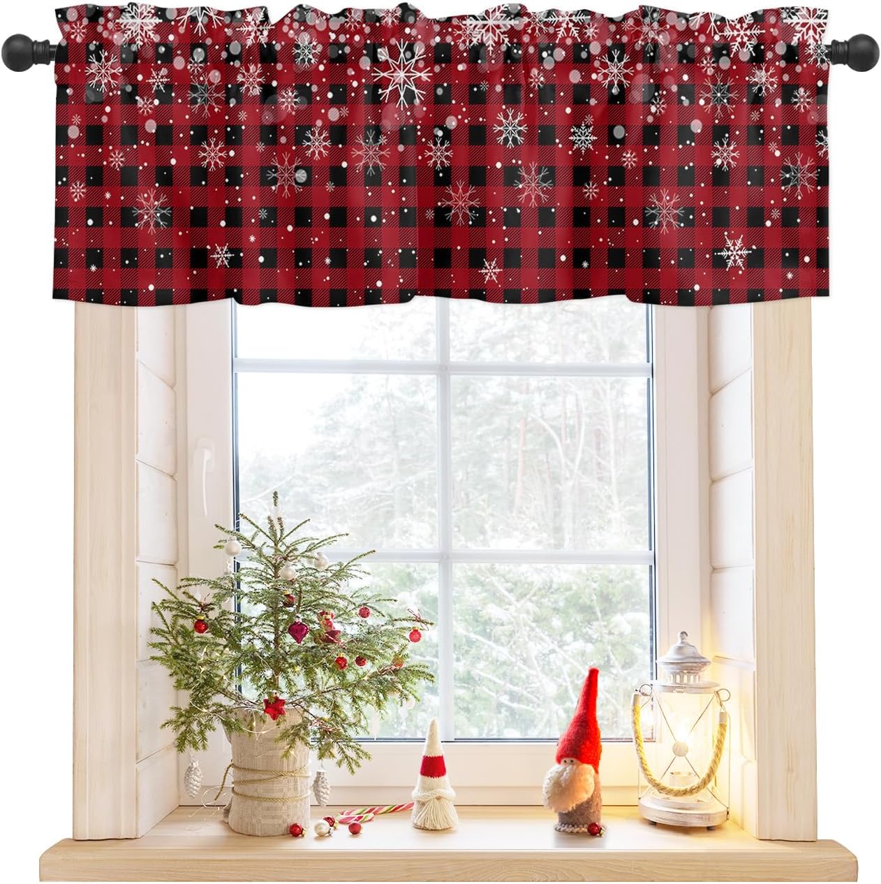 Amazon.com: Christmas Kitchen Valances for Windows Christmas Snowflake ...