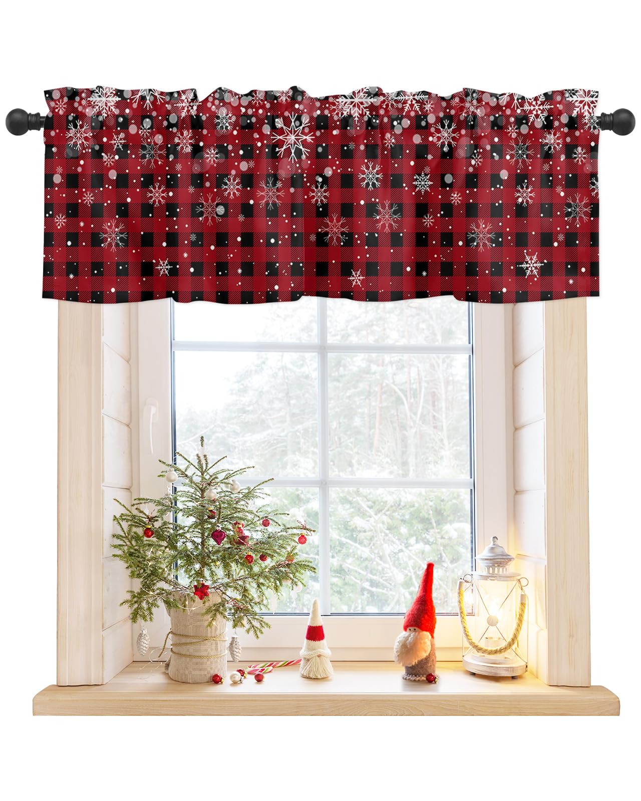Amazon.com: Christmas Kitchen Valances for Windows Christmas Snowflake ...