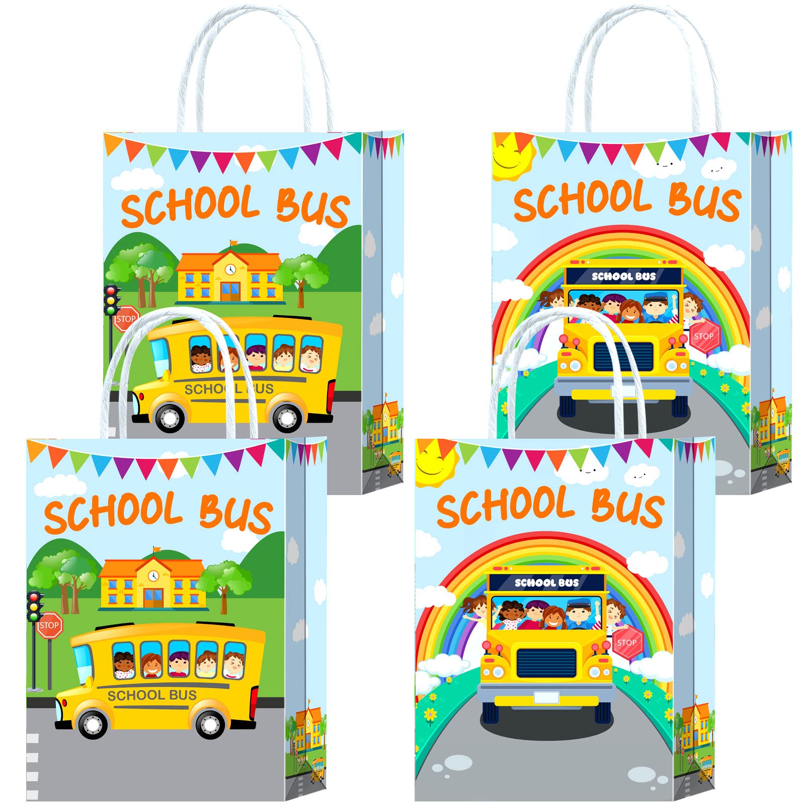 Amazon.com: 16 Pieces School Bus Goodie Bags for School Bus Birthday ...