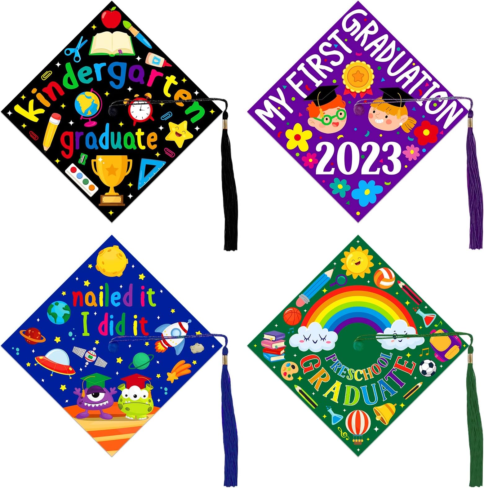 Amazon.com: PETCEE 24PCS Kindergarten Graduation Cap Stickers for Kids ...