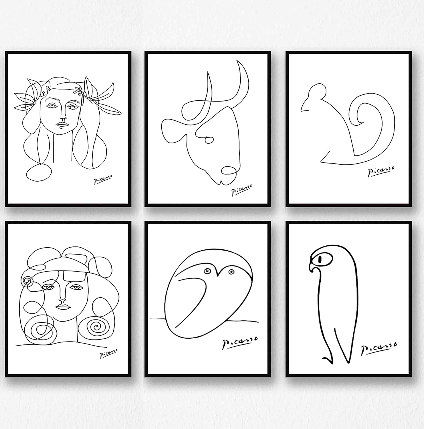 Amazon.com: Wall Art Decoration Picasso Drawn Lines Drawing Poster ...