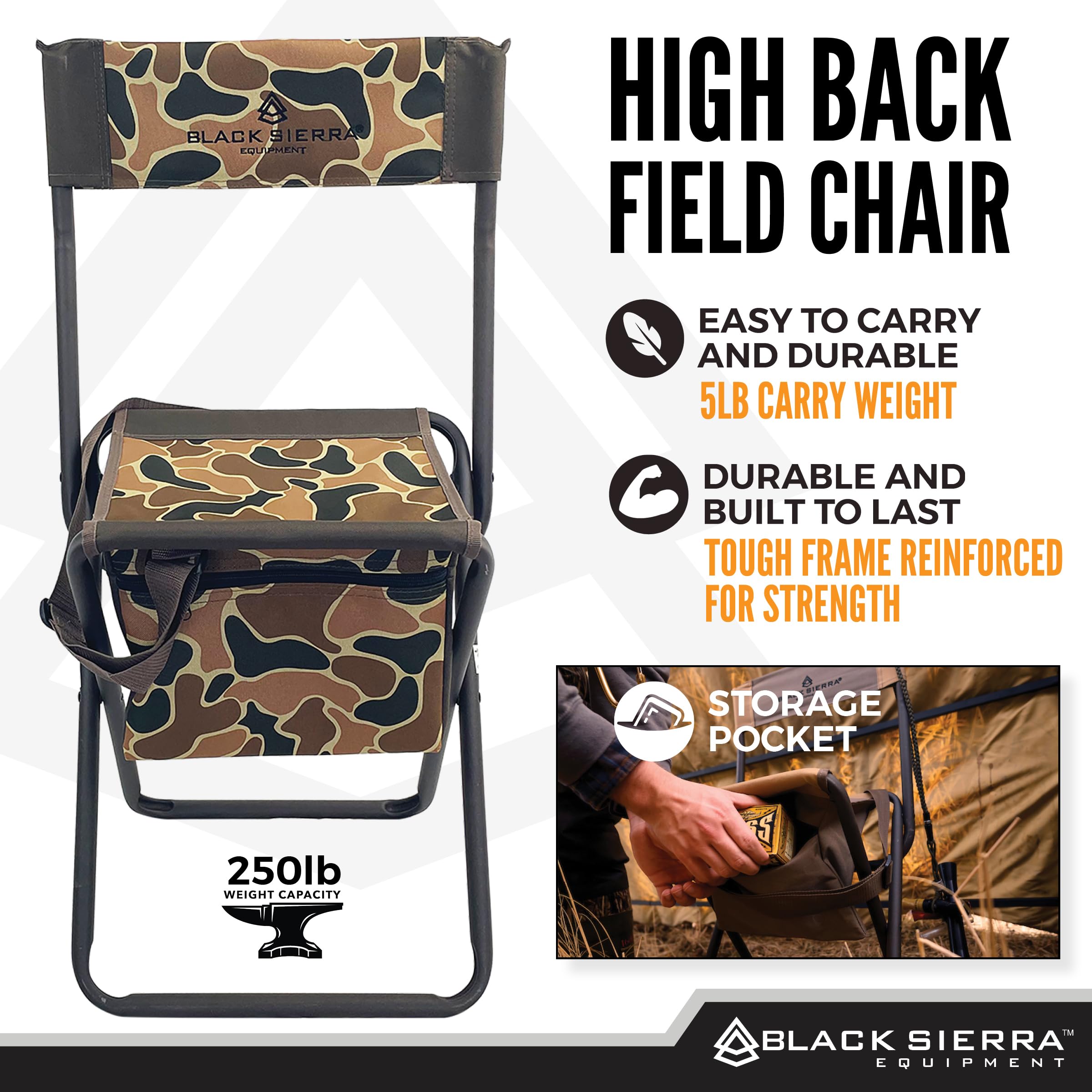 Snapklik.com : Black Sierra Folding Hunting Stool w/Under Seat Storage ...