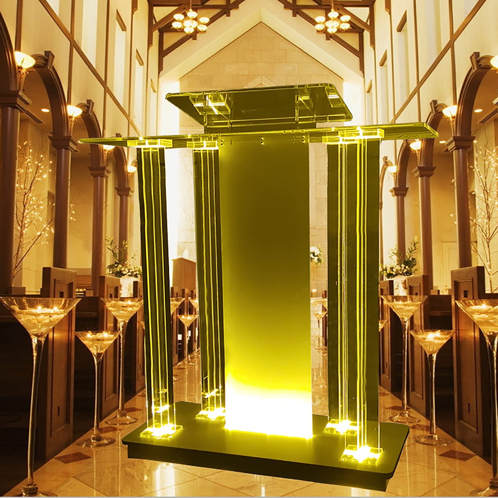 Yofszapodium Stand Portable Church Pulpit Acrylic Podium Lecterns And ...