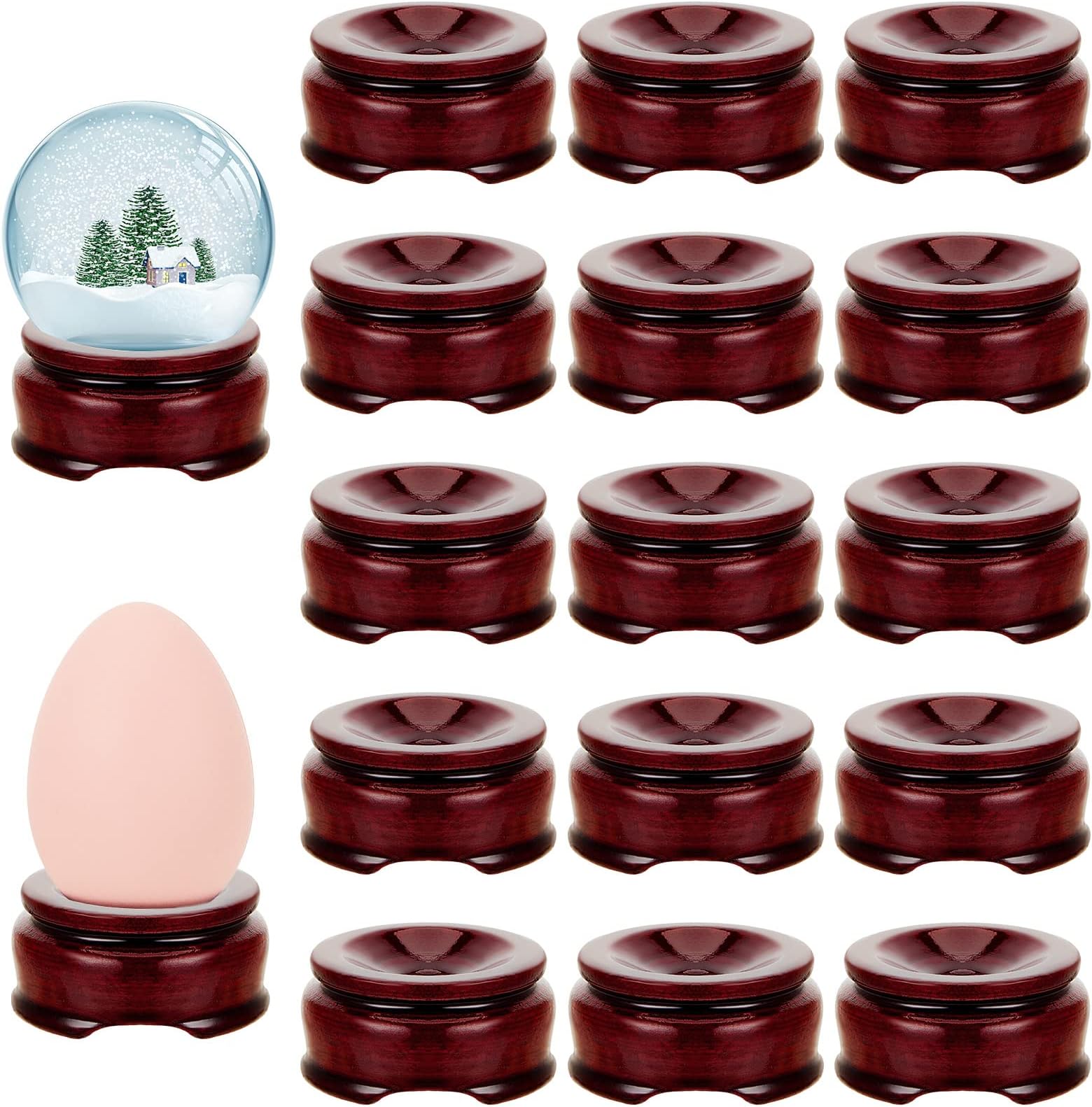 Amazon.com: 15 Pcs Mini Wooden Crystal Sphere Stands, Wooden Display ...