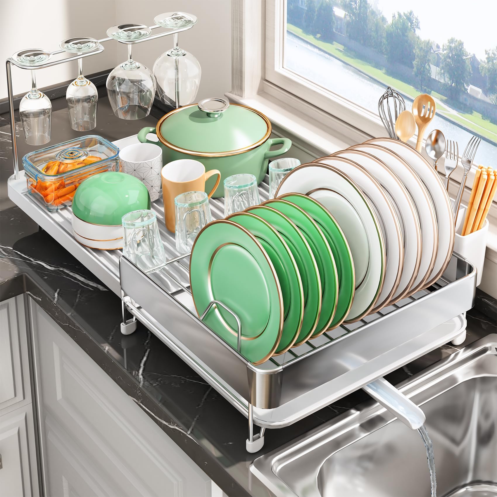 Amazon.com - Dish Drying Rack - Expandable Dish Rack - Large Stainless ...