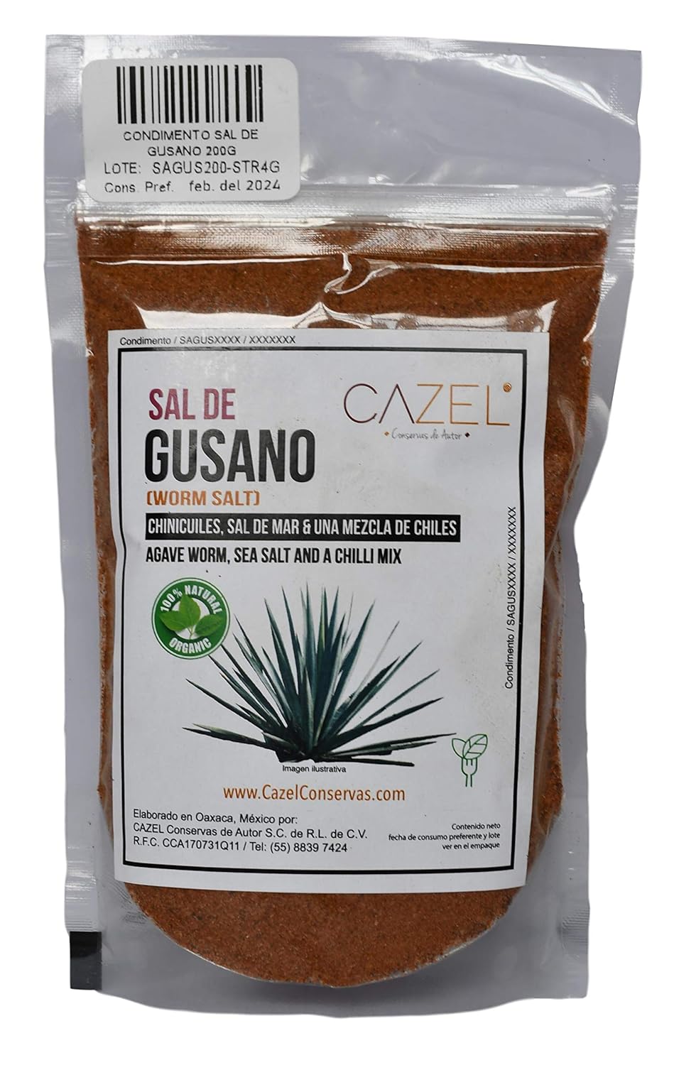 Cazel Sal de Gusano – Sal de gusano de agave 7.05oz, 7 onzas – Yaxa ...