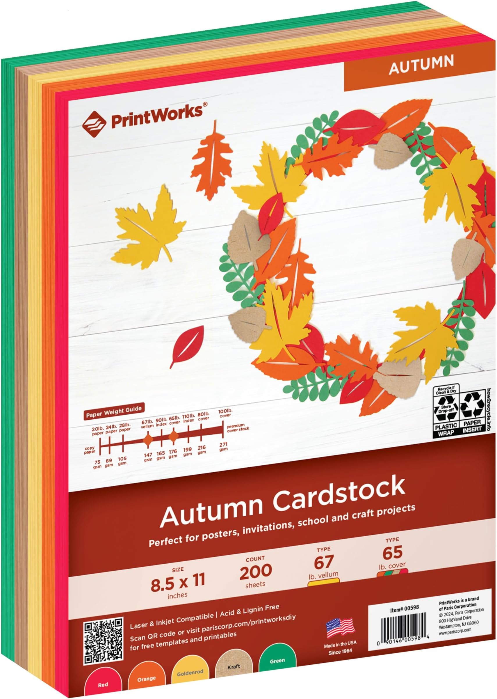Amazon.com : 80 Pieces Fall Theme Cardstock Thick Paper, Orange Yellow ...