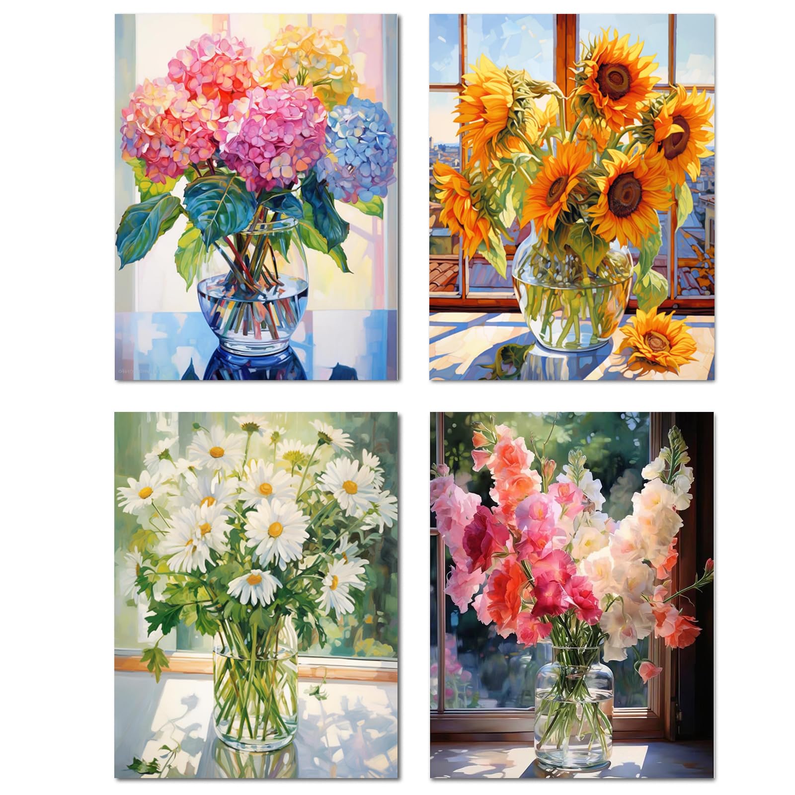 Amazon.com: KICHANG 4Pcs Flower Diamond Art Kits for Adults Diamond ...