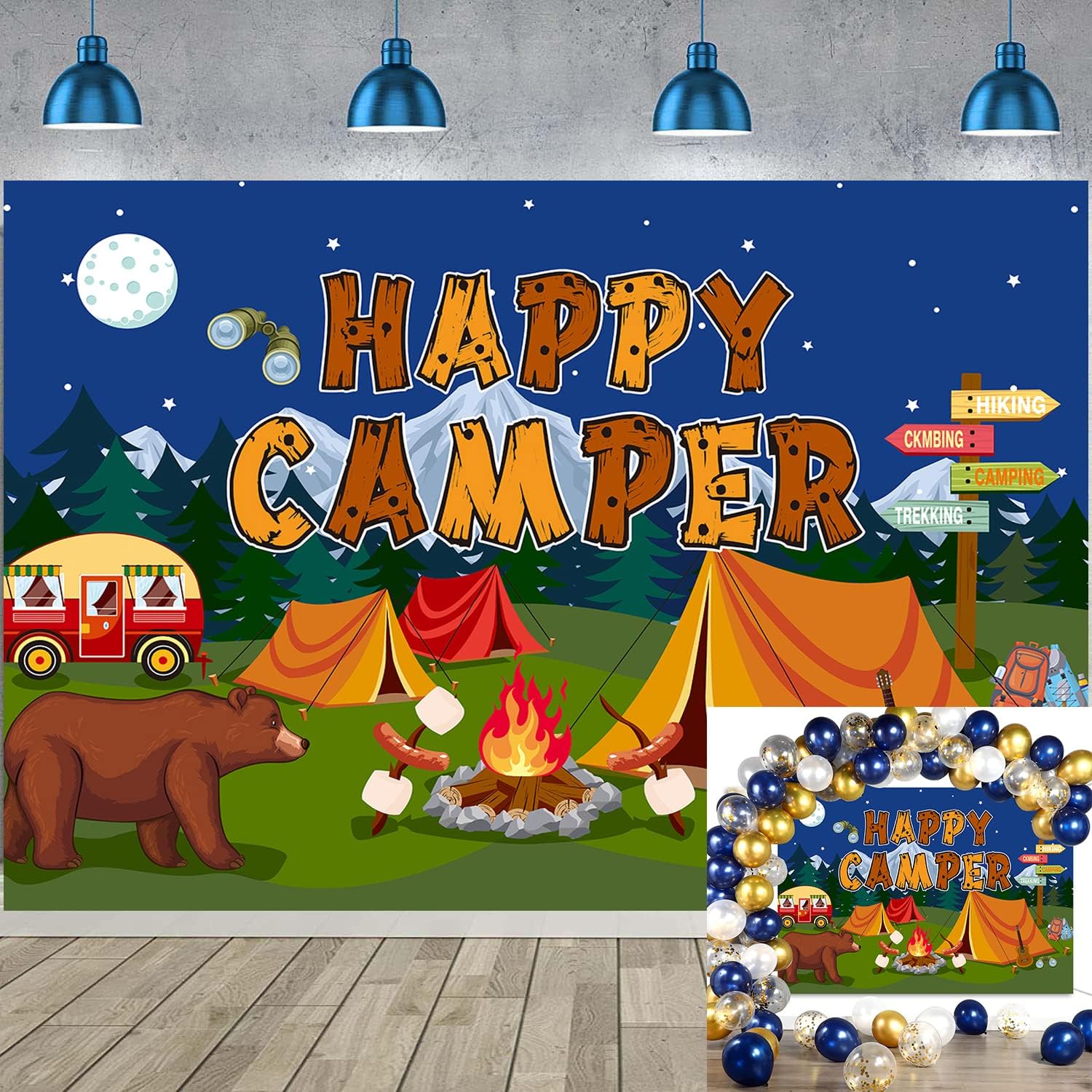 Amazon.com : Camper Backdrop Forest Camper Adventure Happy Camper ...
