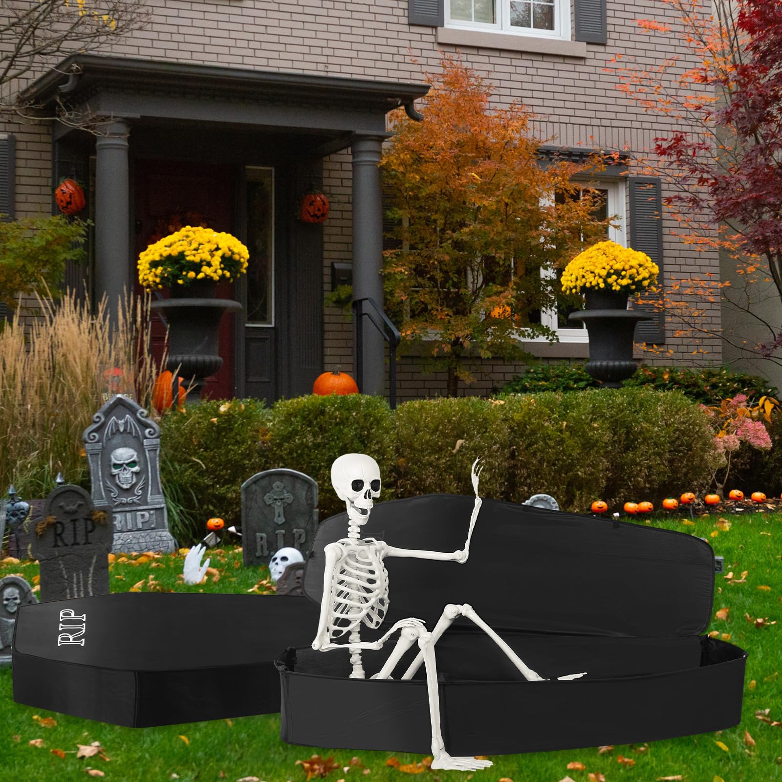 Snapklik.com : Liliful 4 Pcs 5.3 Ft Halloween Coffins And Skeletons ...