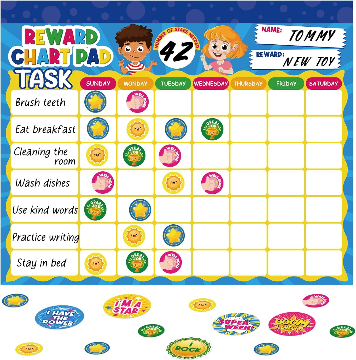 Behavioral Reward Chart System - Pad with 20 Reward Charts for Kids ...
