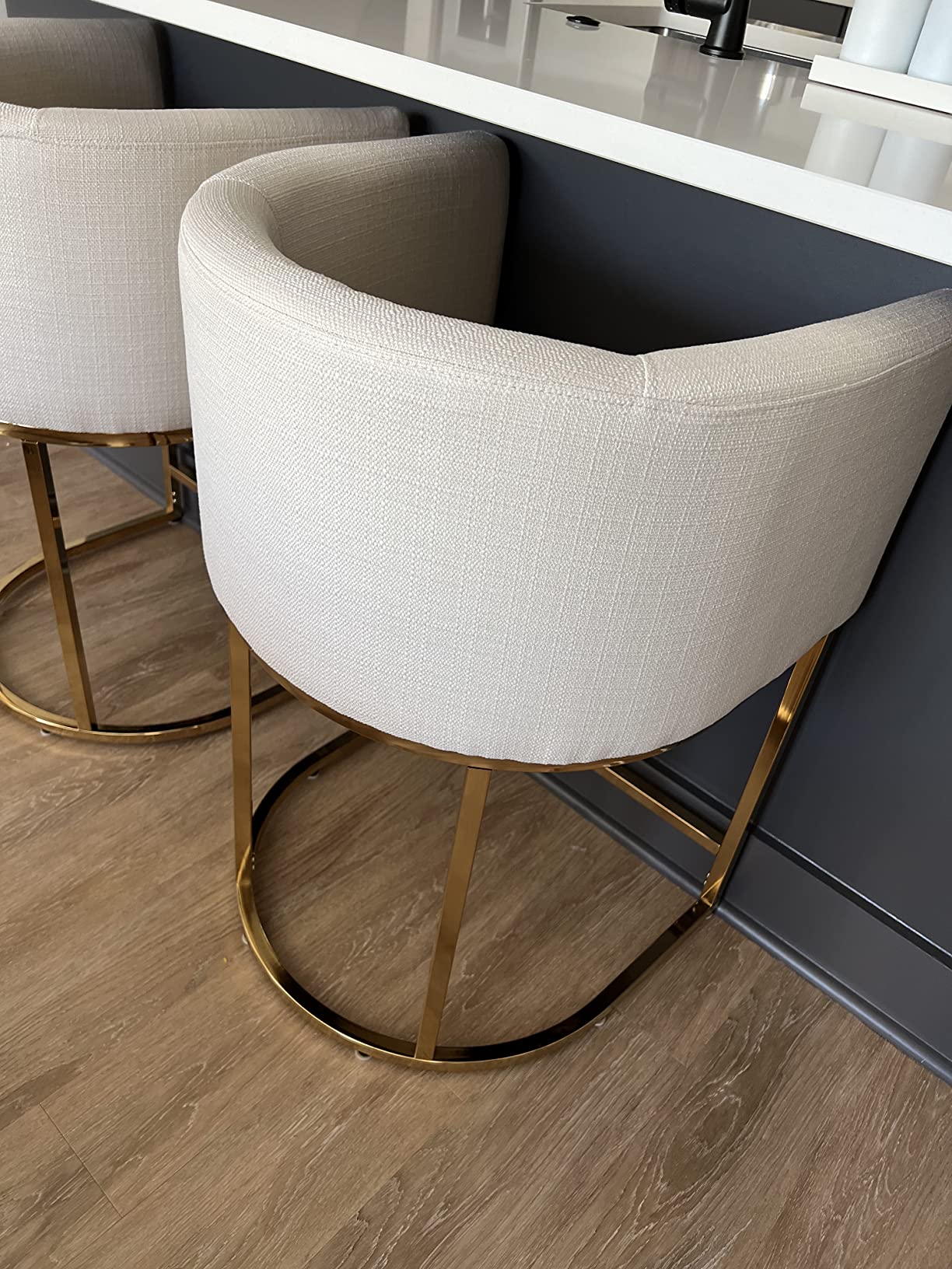 $30/mo - Finance HNY Modern Counter Height Linen Fabric Upholstered ...