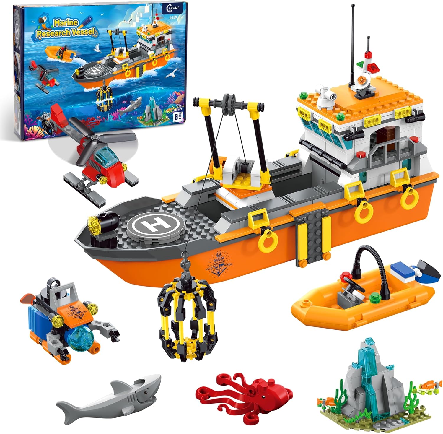 Amazon.com: AKWME City Ocean Explorer Ship Building Set, Fun Toy ...
