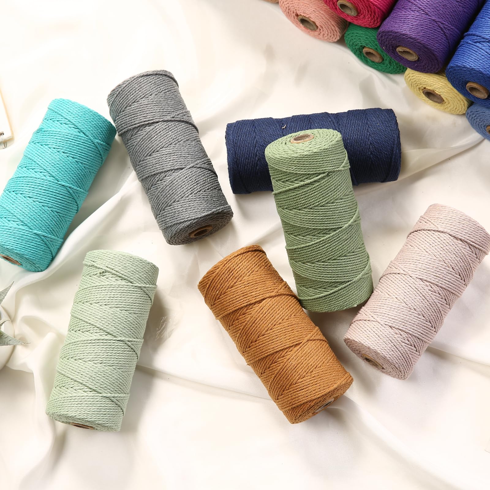 GOHOF Macrame Cord 2mm x 205m Premium Cotton Macrame Rope, 3 Strand ...