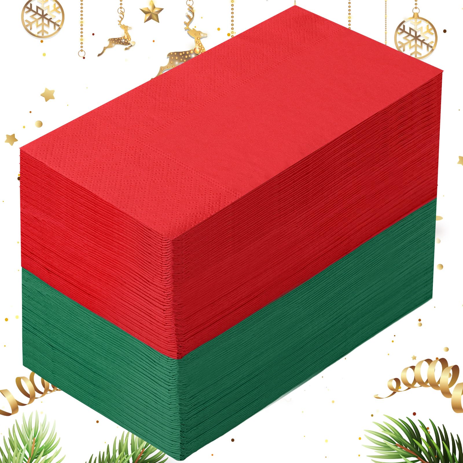 Amazon.com: Teling 100 Pcs Christmas Napkins Disposable Paper Red Green ...