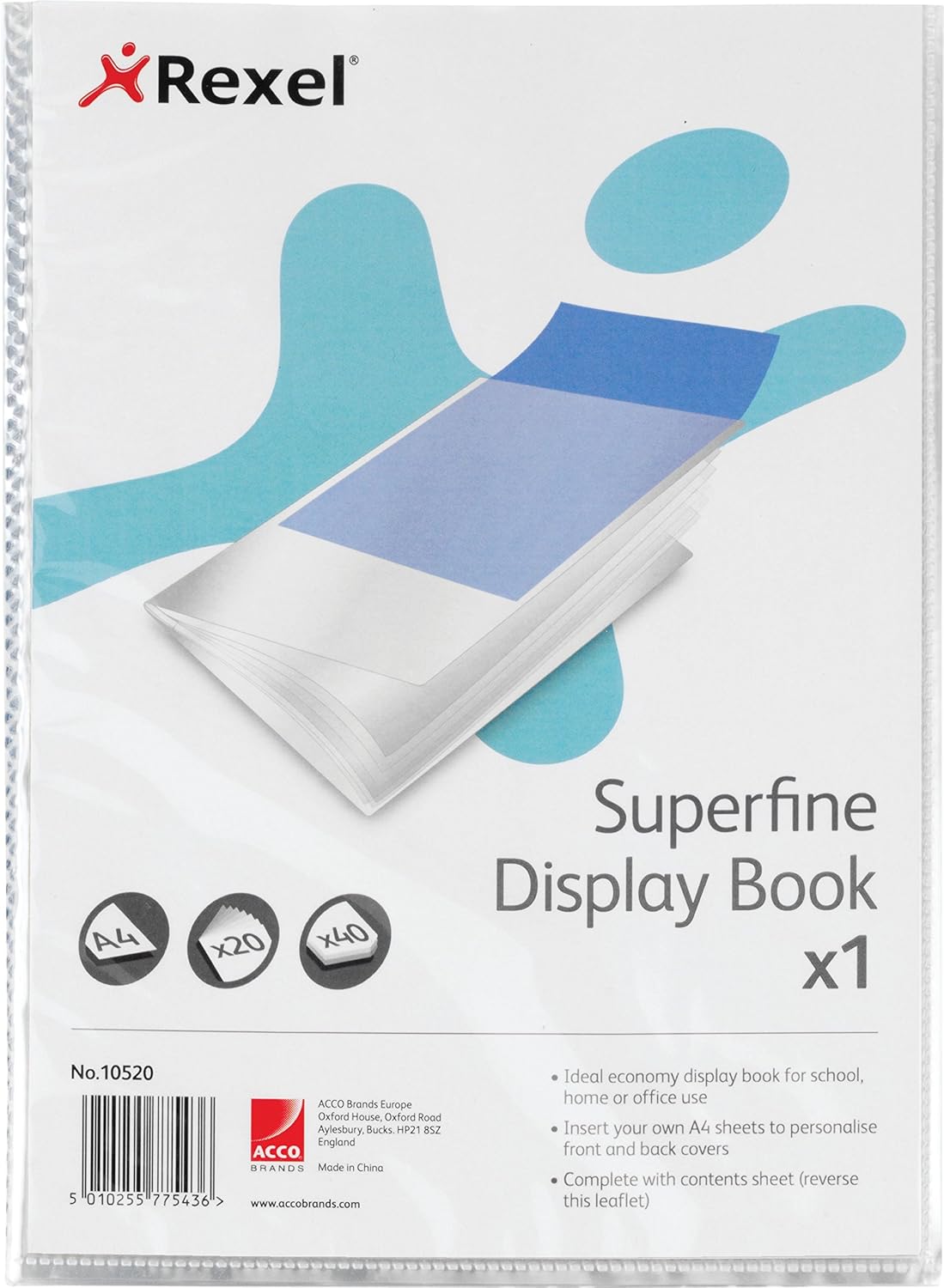 Amazon.com : Rexel Superfine Display Book 20 Sheets A4 Clear : Office ...