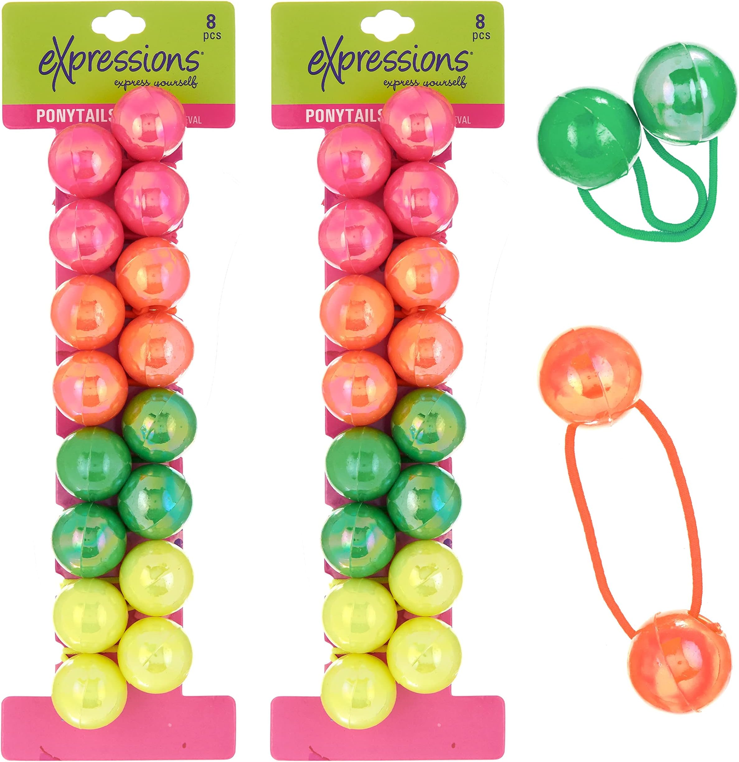 Amazon.com : Expressions 16 PC Ponytail Balls Hair Elastics Collection ...