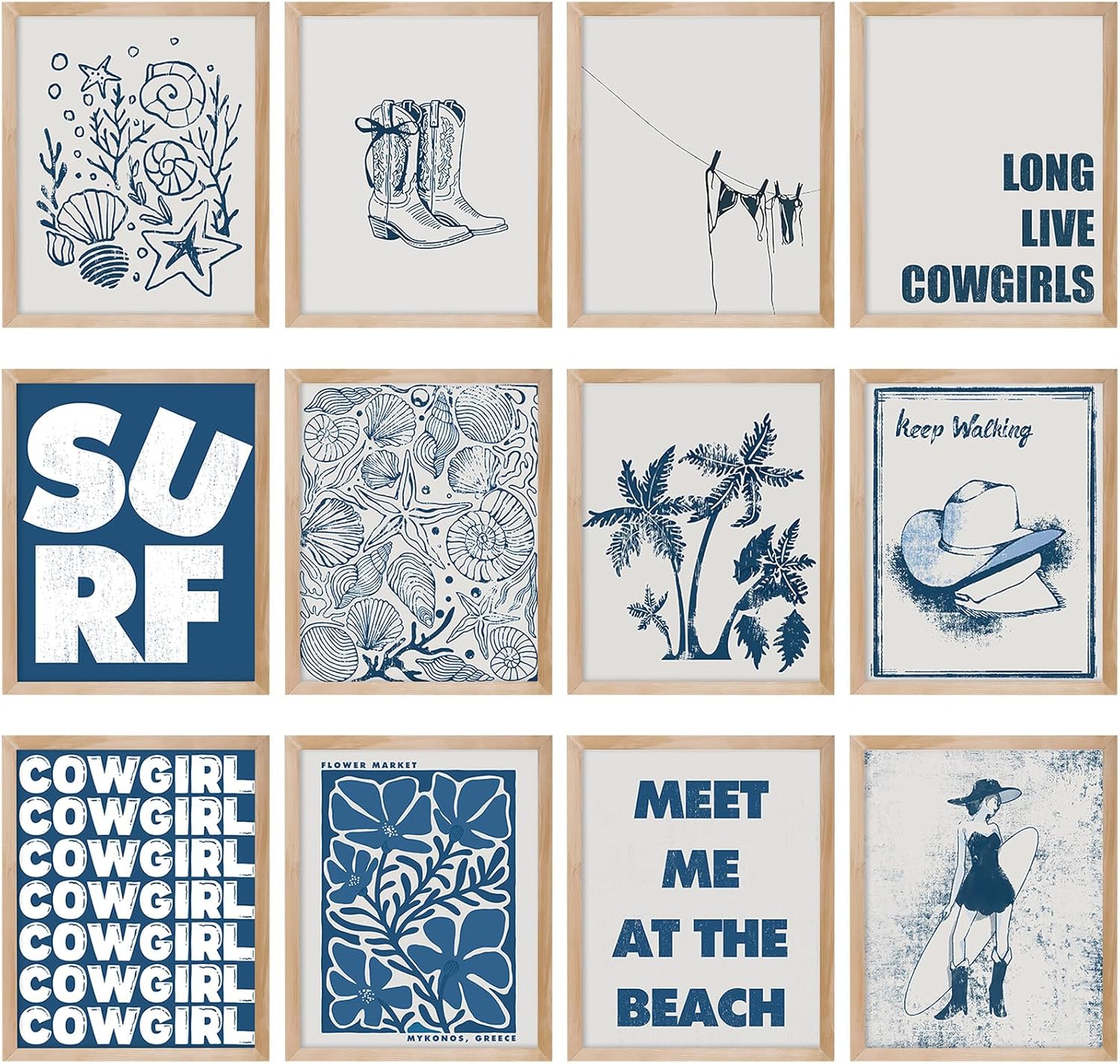 Amazon.com: AmazingSpark Set of 12 Coastal Cowgirl Wall Decor Aesthetic ...