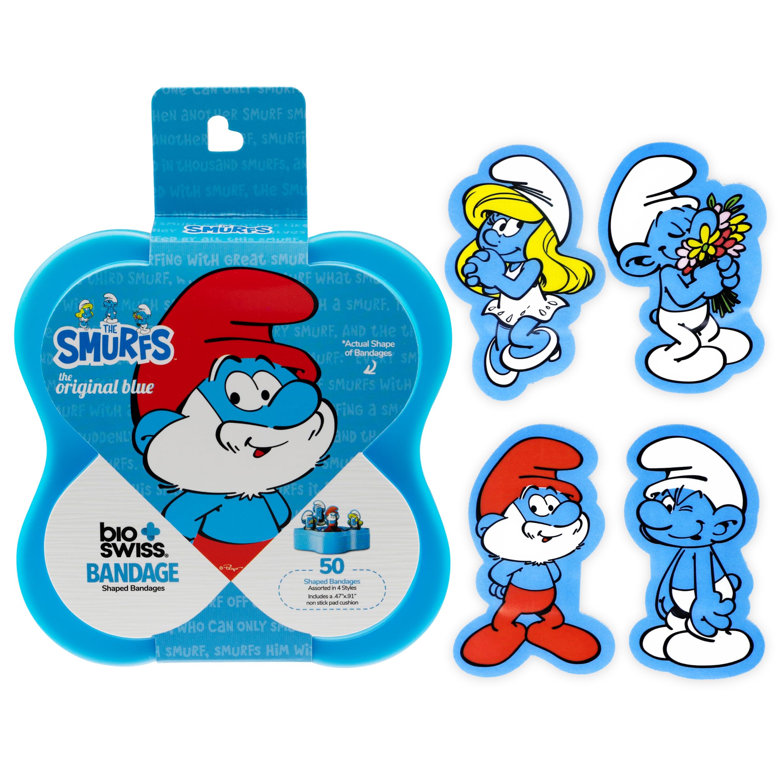 Amazon.com: BioSwiss Bandages, The Smurfs Classic Shaped Self Adhesive ...