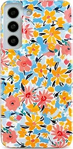 Amazon.com: Qokey Floral Case for Galaxy S21-FE(NOT S21/S21+) 5G 6.4", Cute Garden Flowers Shiny ...
