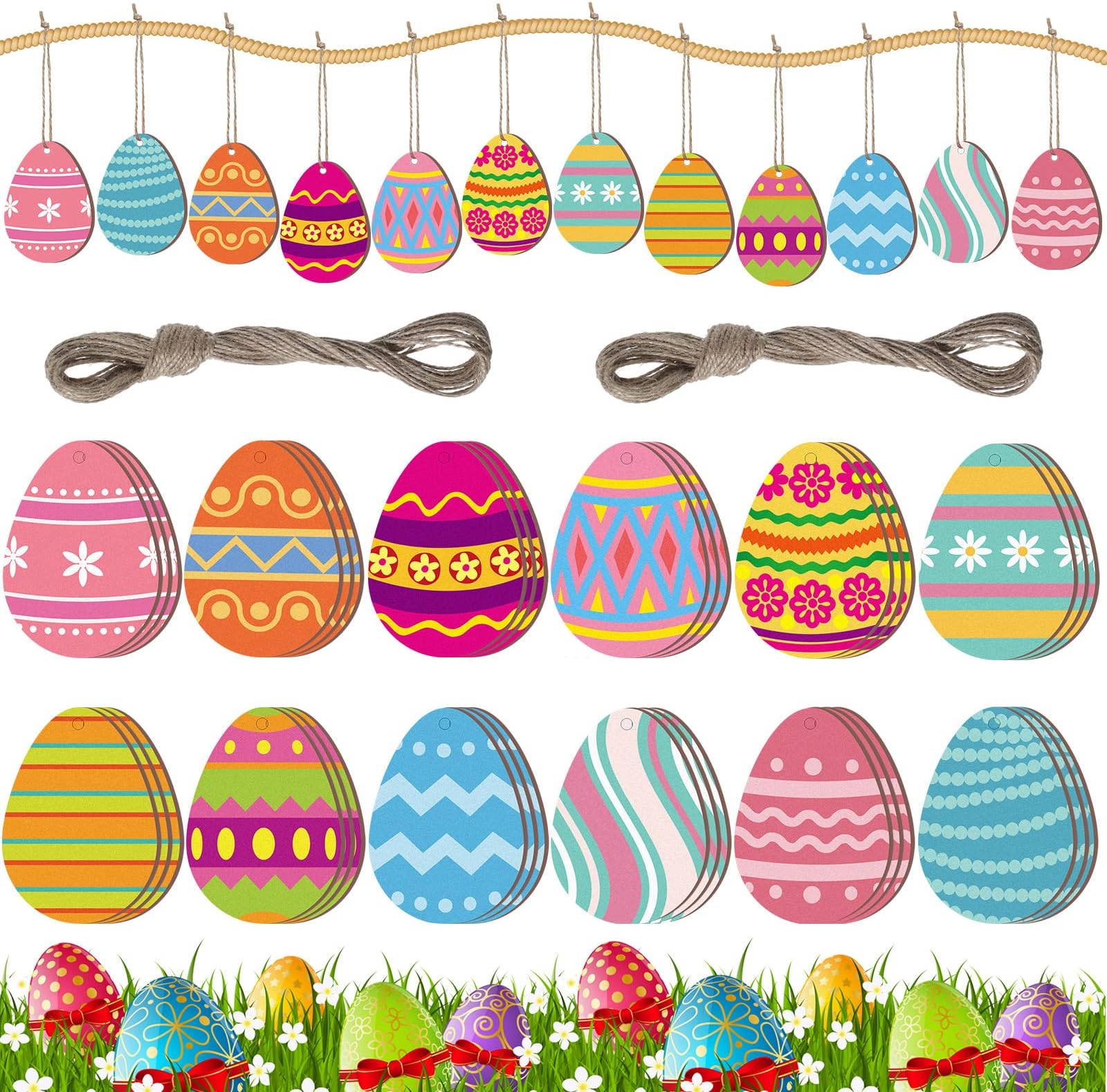 Amazon.com: Seeloowy 40 Pcs Easter Ball Ornaments Egg Hanging ...