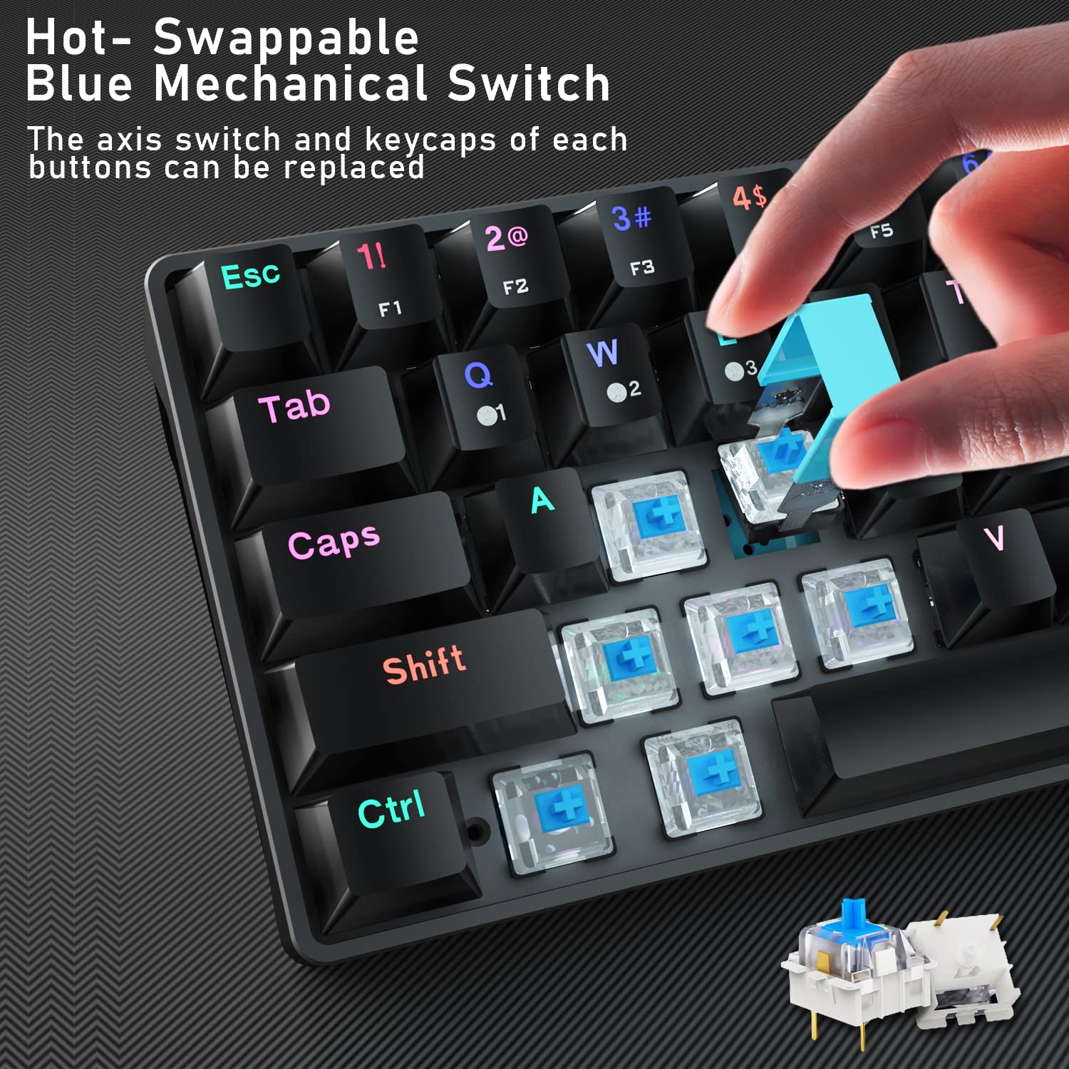 SOLAKAKA 60% Bluetooth Mechanical Keyboard, with RGB Rainbow Backlit ...