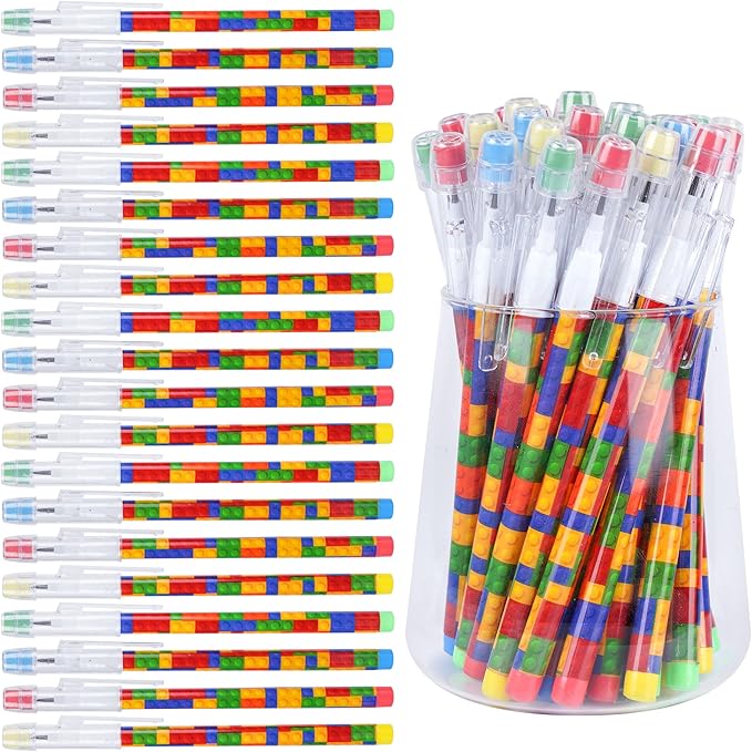 Amazon.com : Kolewo4ever 48pcs HB Building Block Pencil Translucent ...