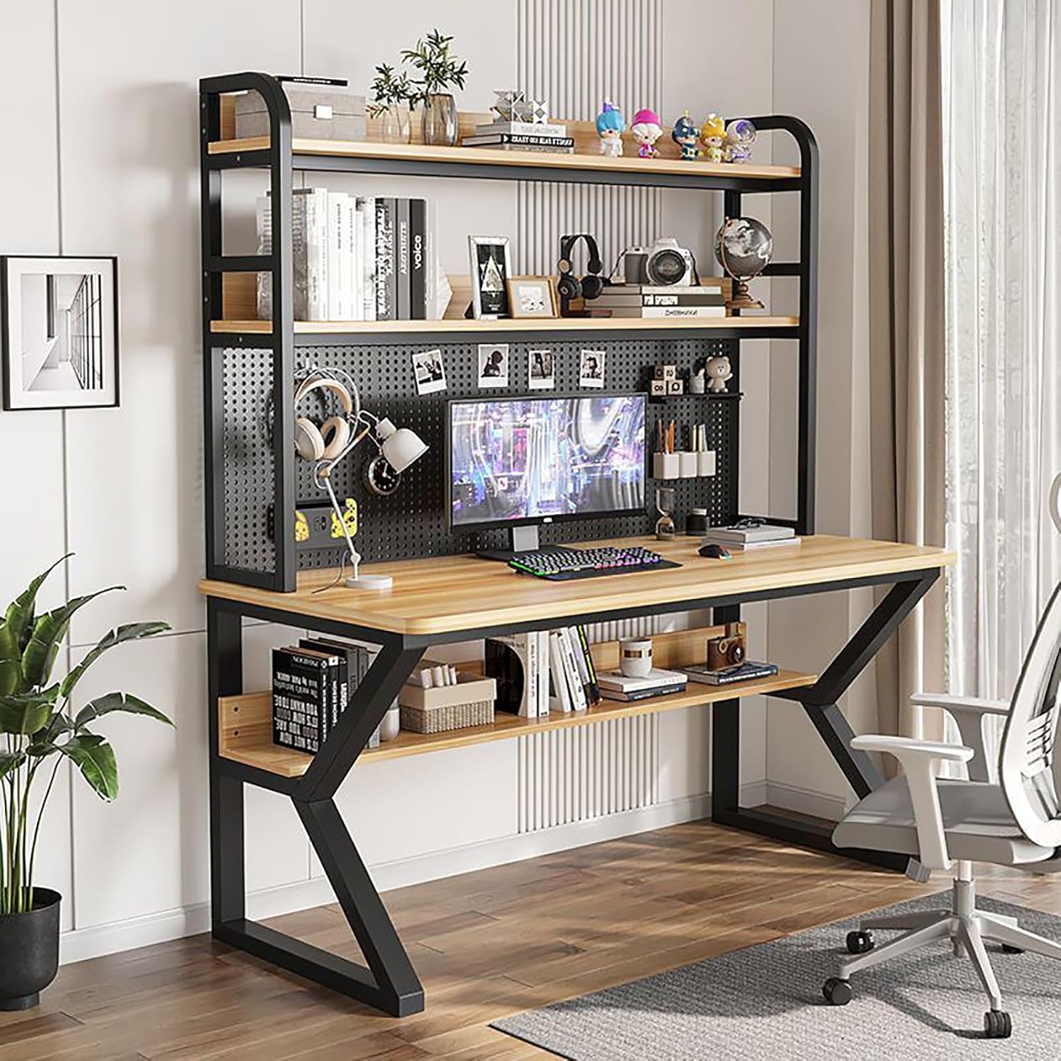 Amazon.com: SUZEPER Computer Desk with Pegboard & Shelves,47 Inches ...