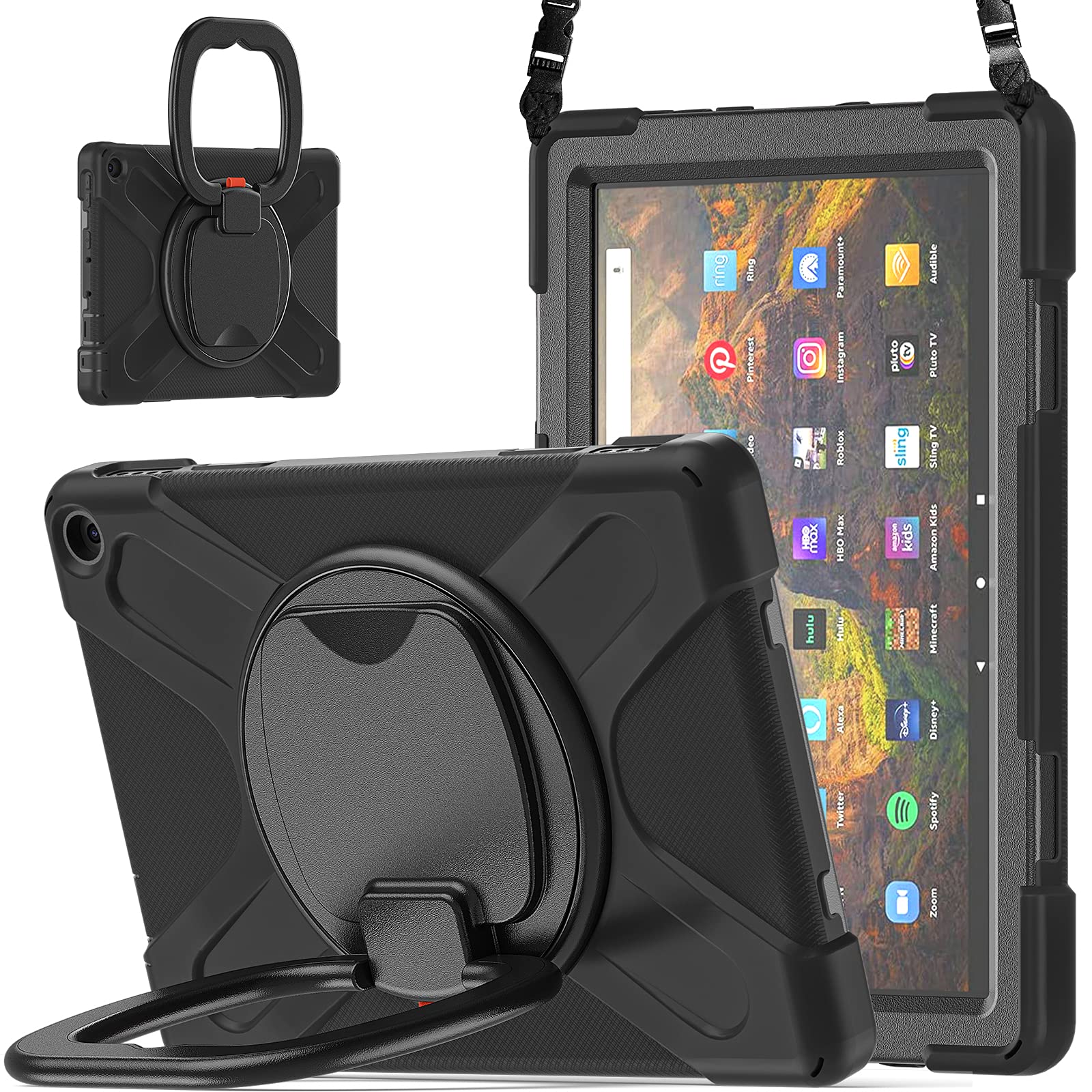 Amazon.com: 360 ° Rotation Portable Case for Fire HD 10 2023 10.1 inch ...