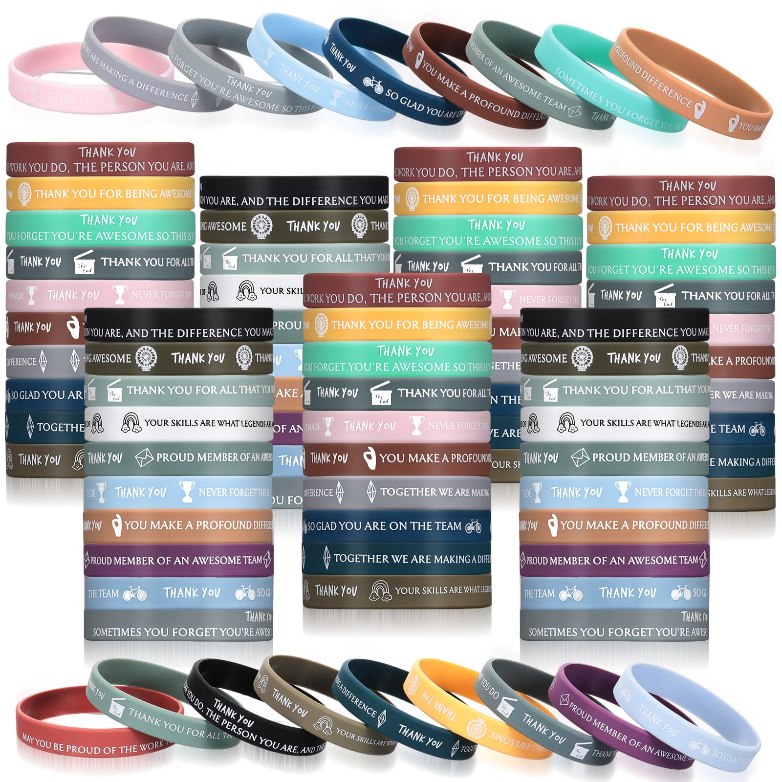 Amazon.com: 100 Pcs Motivational Silicone Bracelets Bulk for Student ...