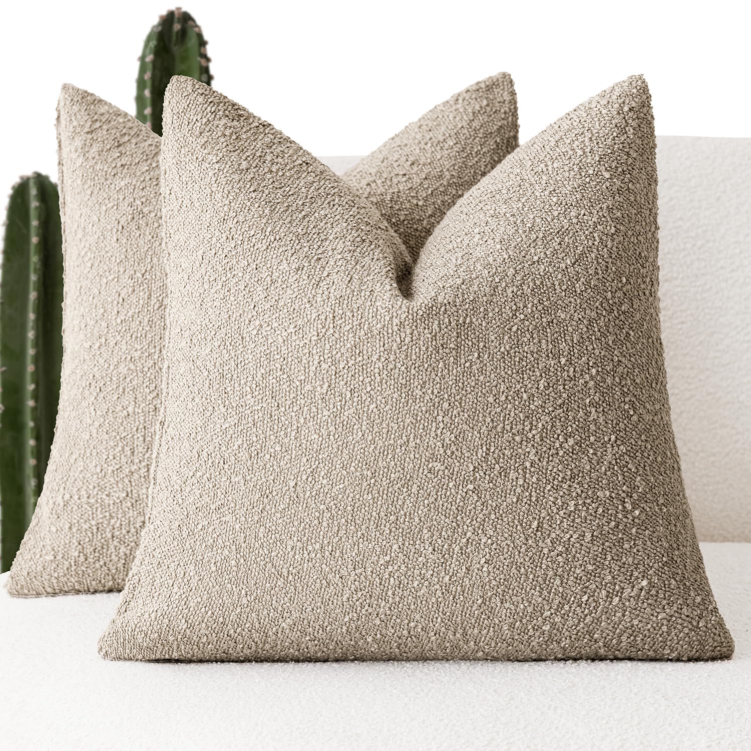 Amazon.com: Foindtower Pack of 2 Textured Boucle Throw Pillow Covers ...