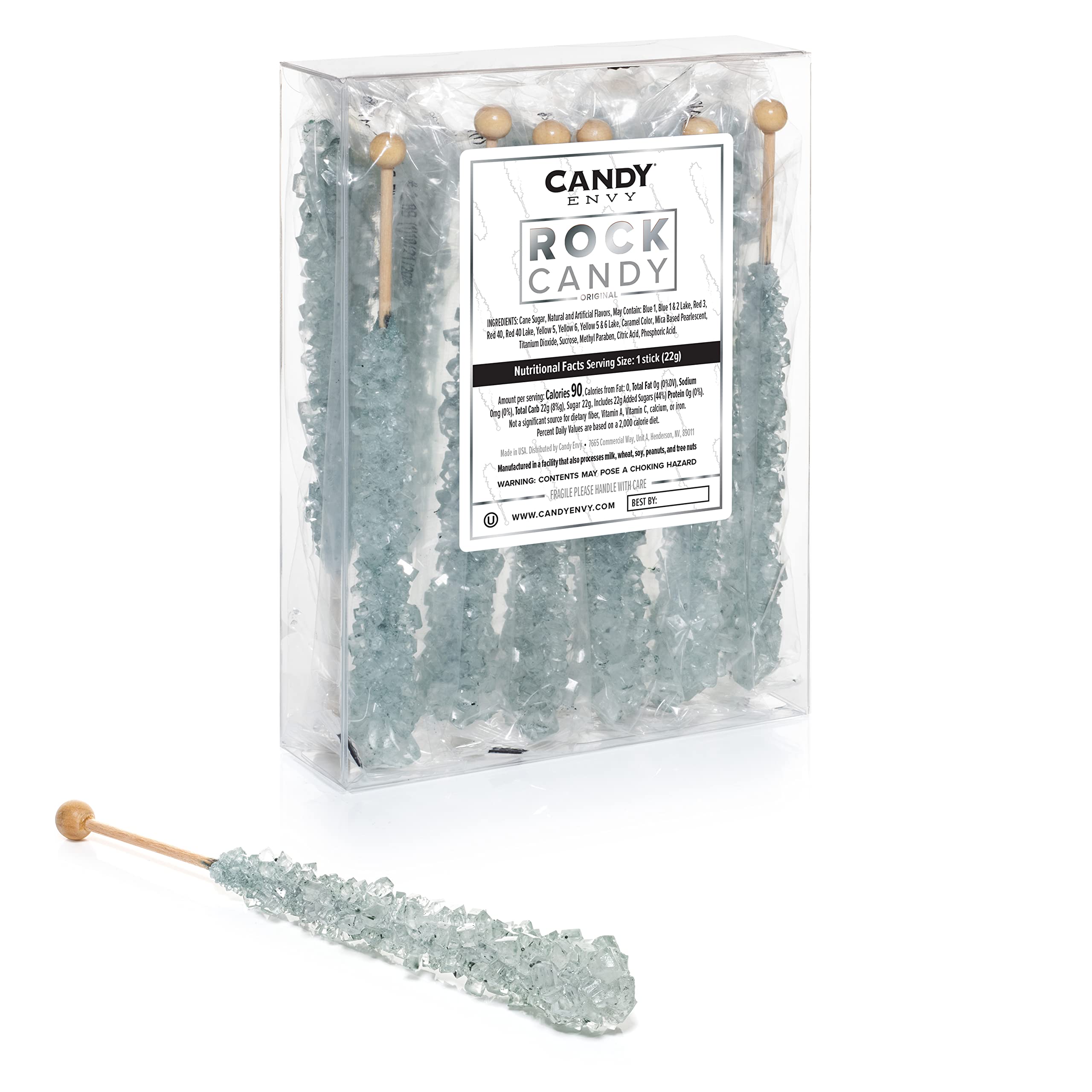 Buy Silver Rock Candy Crystal Sticks - Original Sugar Flavored - 12 ...