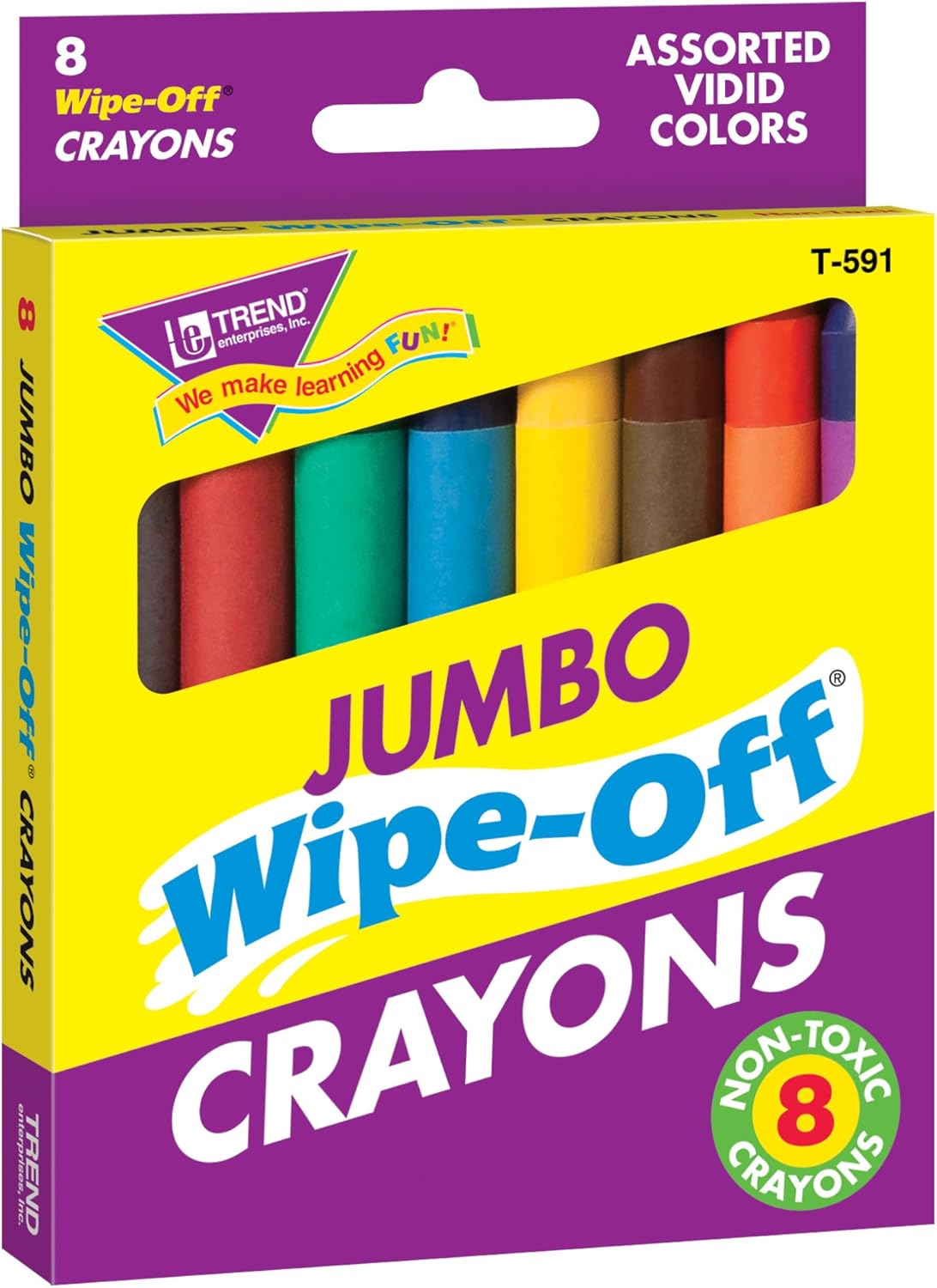 Amazon.com: Trend Enterprises Jumbo Wipe-Off Crayons Novelty (Pack of 8 ...