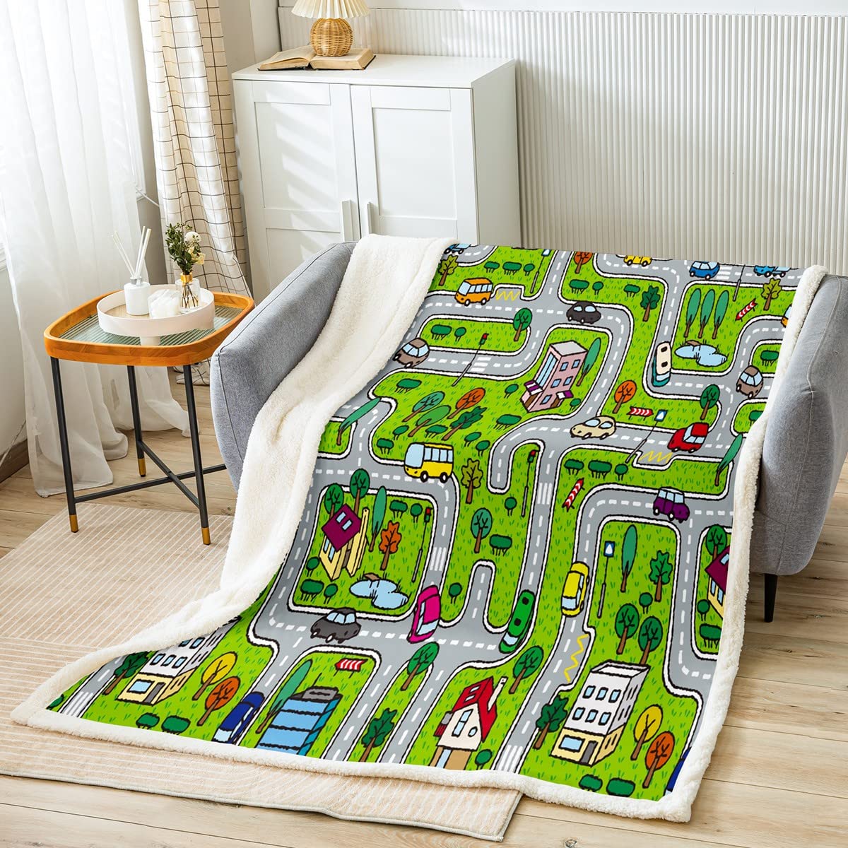 Amazon.com: 40"x50" Playing Car Fuzzy Blanket Road and Traffic Flannel ...