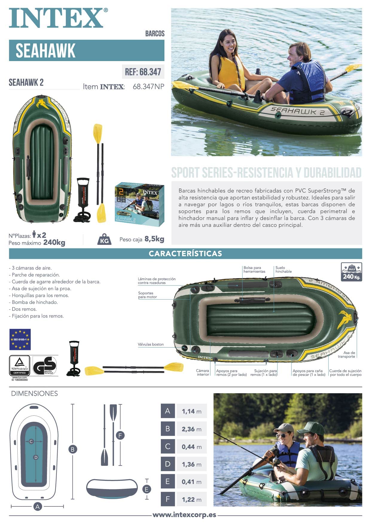 Snapklik.com : Intex 68347EP Seahawk 2 Inflatable Boat Set: Includes ...