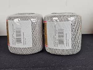 Amazon.com: 2 Pcs of Metallic Knit-Cro-Sheen Crochet Thread Silver 100 ...