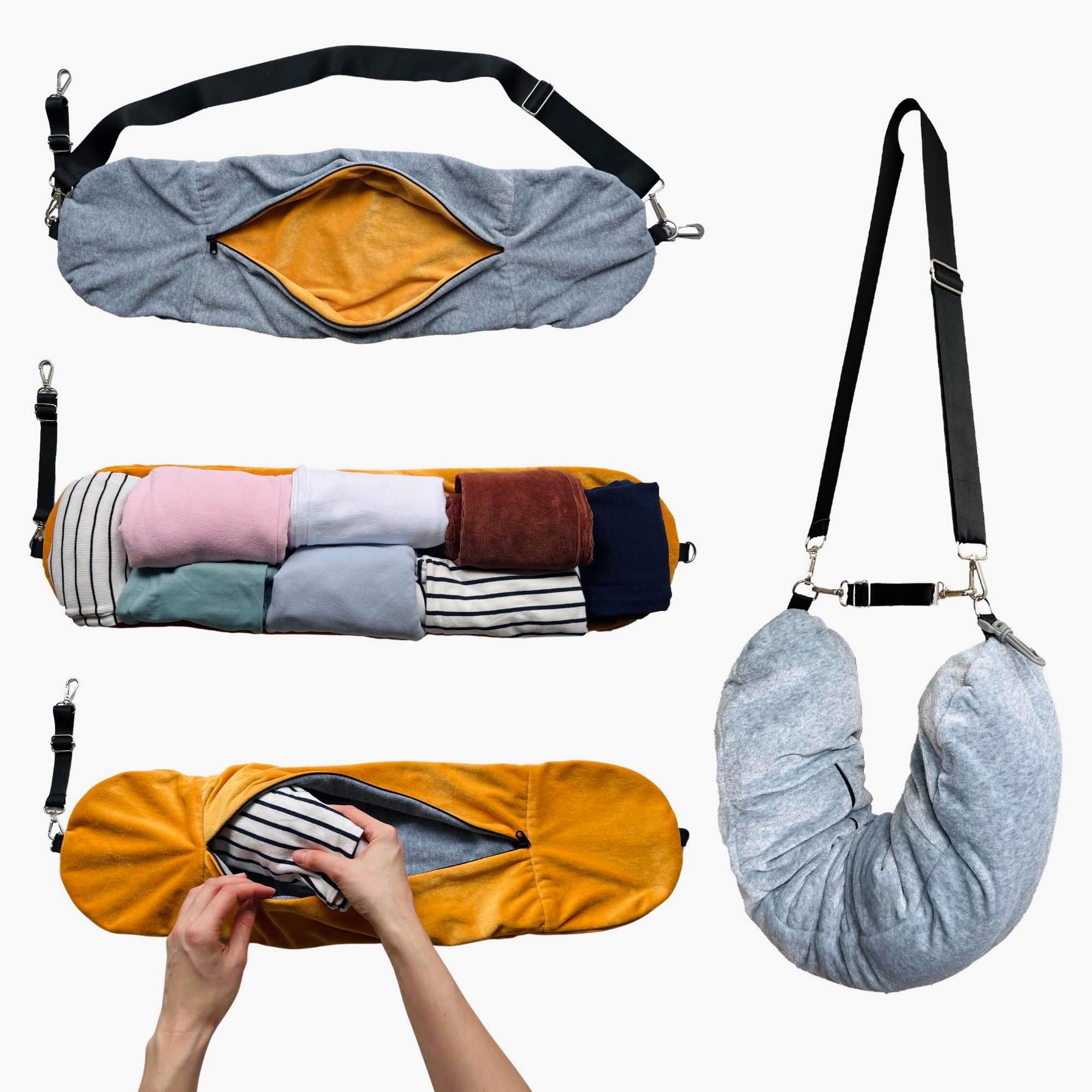 Amazon.com: Two-Sided, Stuffable Neck Pillow for Travel, a soft velvet ...