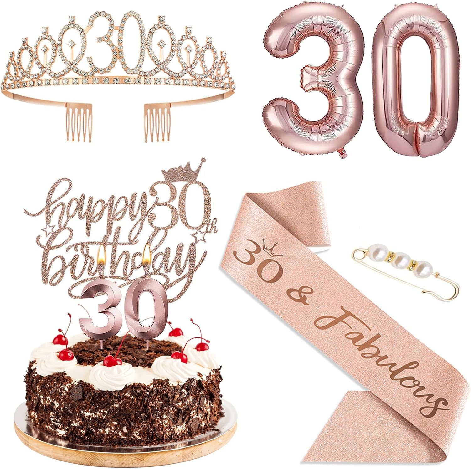 Amazon.com: AgQrDkrc 30th birthday decorations for women,Rose gold ...