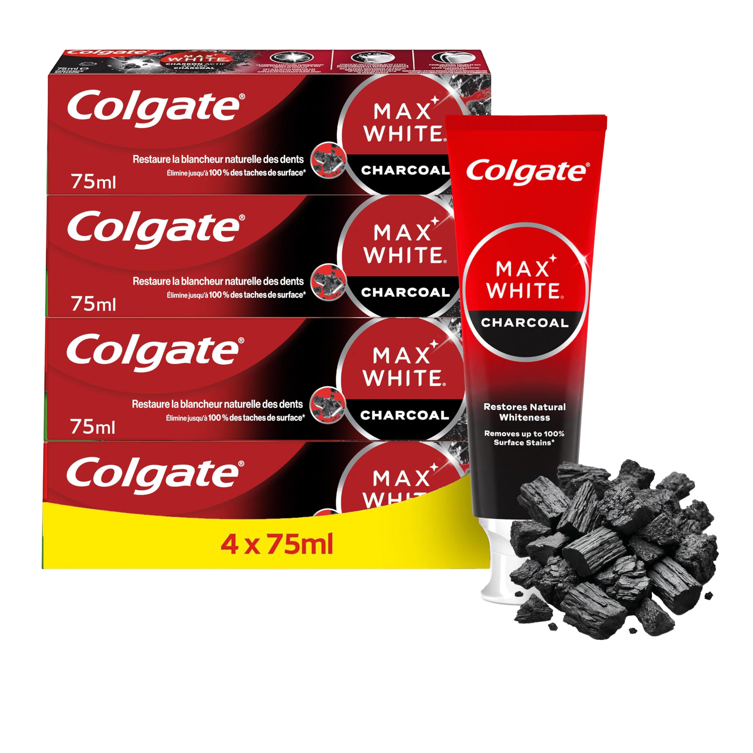 Colgate Max White au Charbon Actif, Dentifrice Blanchissant au Charbon ...