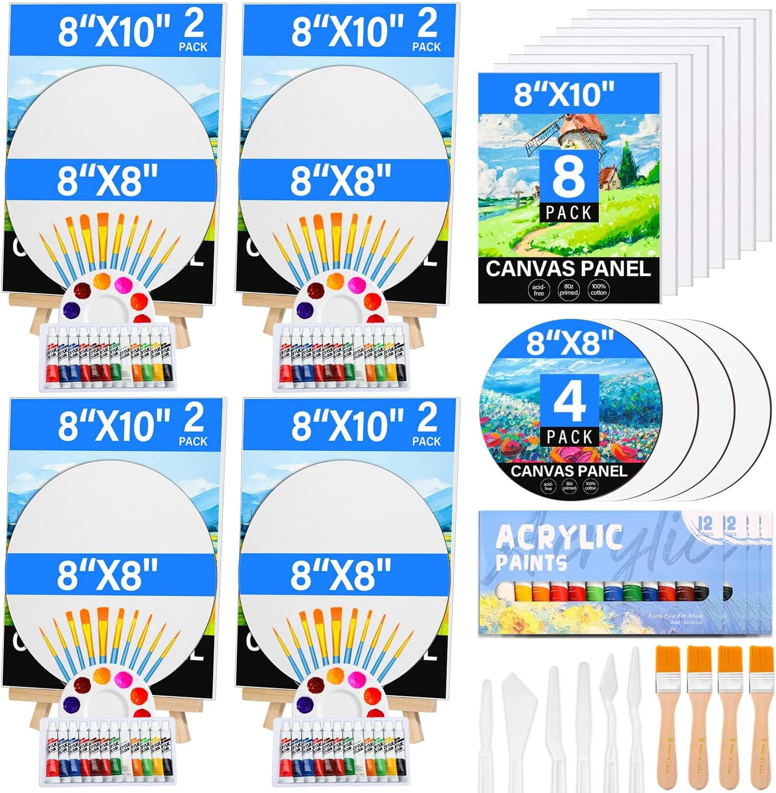 Amazon.com: 32Pcs Mini Canvas and Easel Set, FHDUSRYO 4x4 inch Mini ...