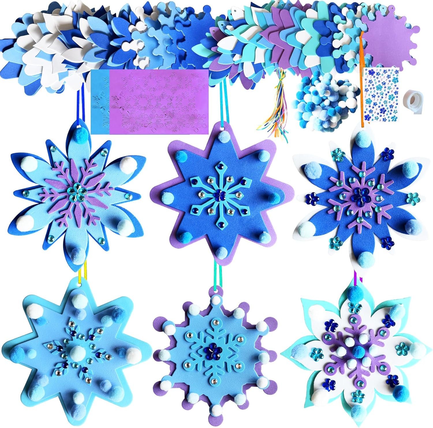 Amazon.com: MLOLM 24 Sets Winter Snowflake Crafts Kit DIY 3D Christmas ...