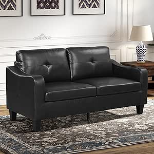 Amazon.com: CANMOV 72 inch Faux Leather Sofa, 3-Seat Upholstered ...