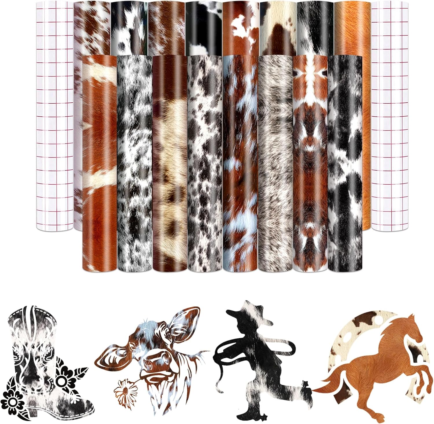 Amazon.com: HTVSTD Brown Permanent Vinyl - 16sheets 12'' x 10''Cowhide ...