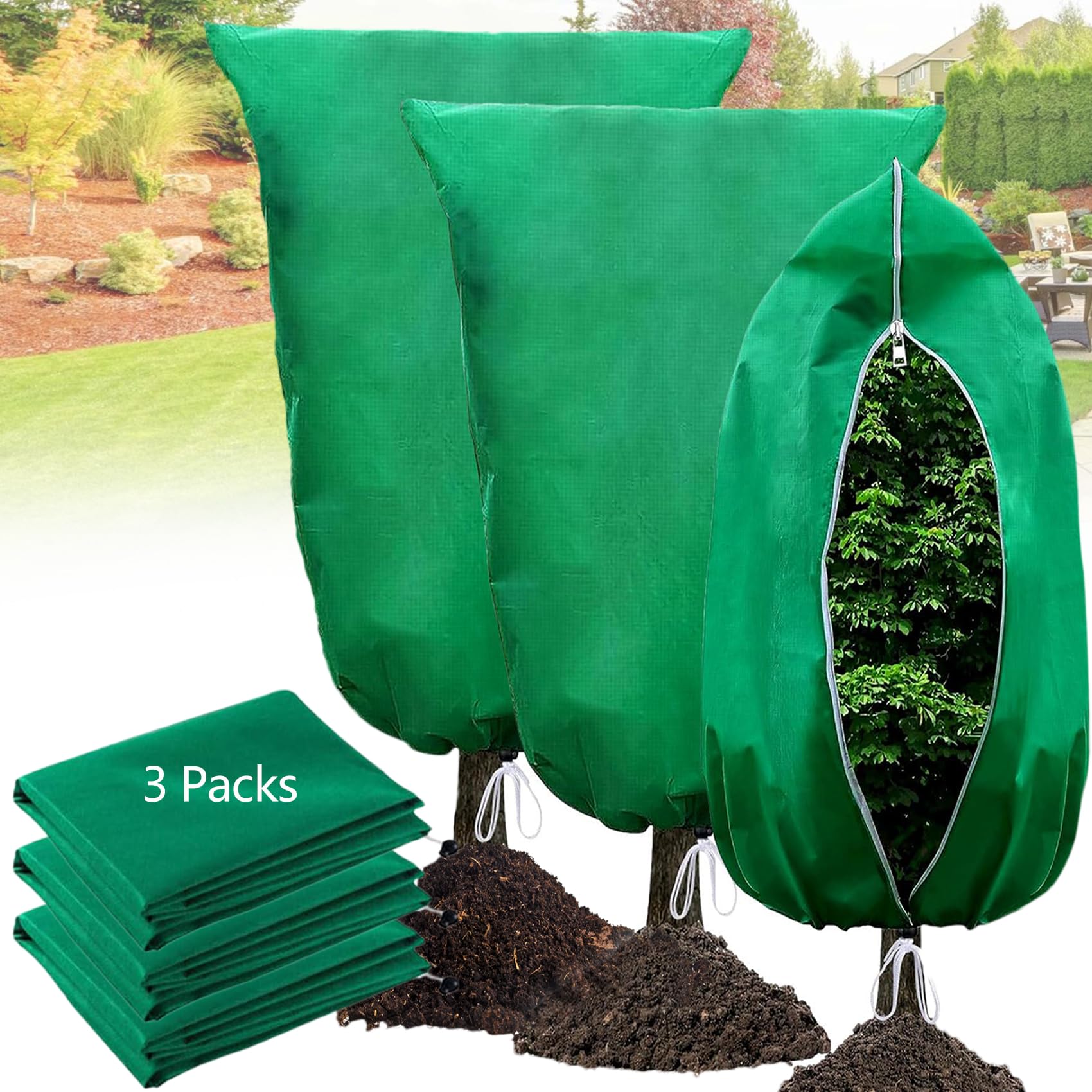 3 Packs Plant Covers Freeze Protection 75''55'' Tree Covers Frost Plant ...