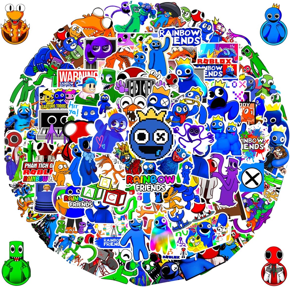 Amazon.com: 100Pcs Rainbow Friends Sticker, Cute Anime Sticker for ...