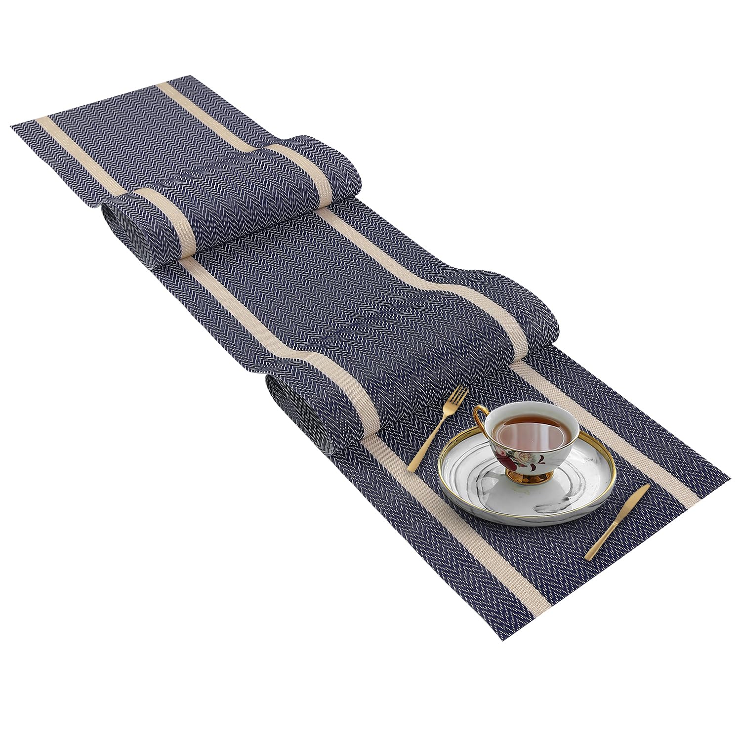 Amazon.com: FAVE Woven Vinyl Table Runner Navy Blue Table Runner Woven ...
