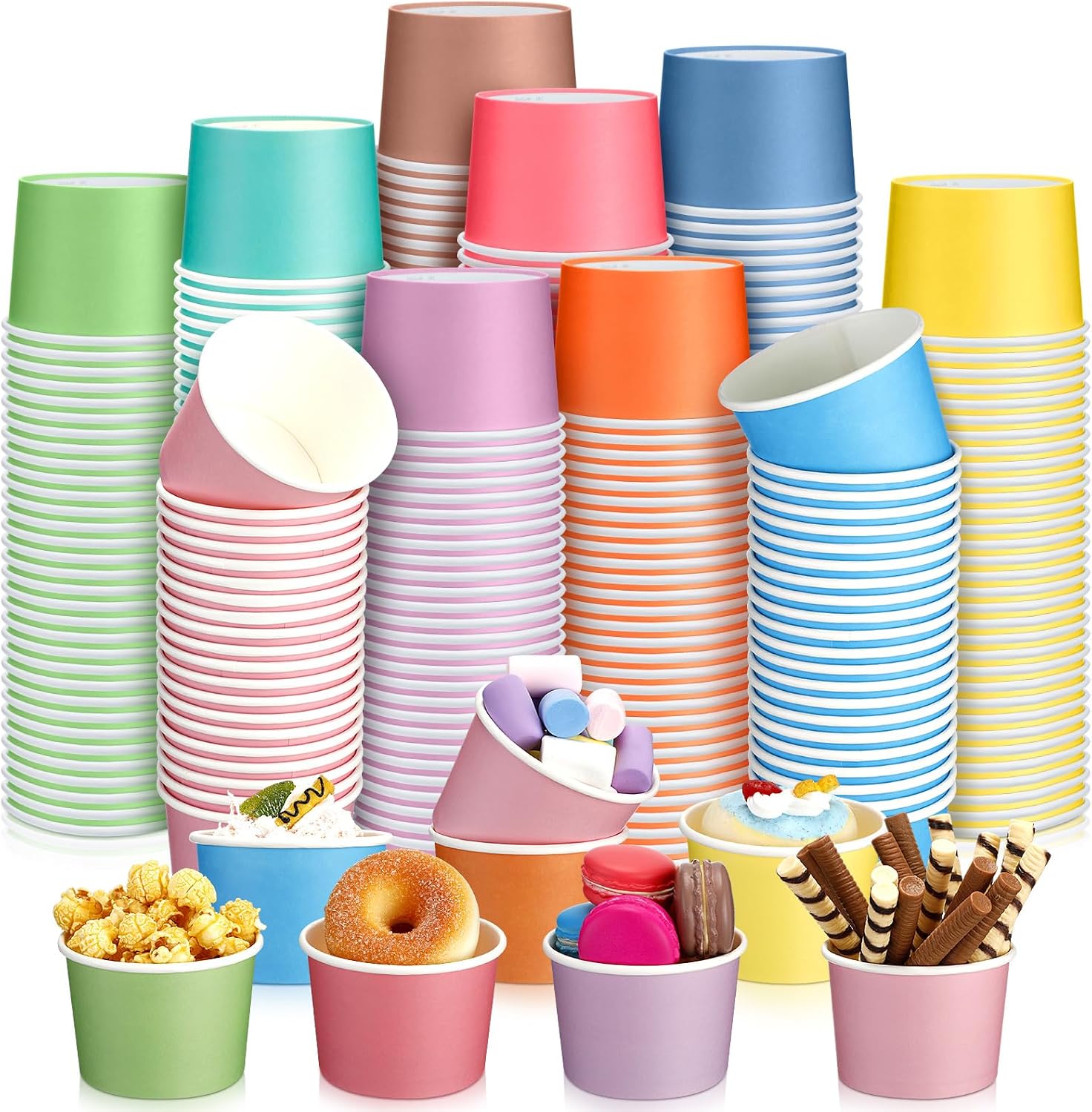 Amazon.com: Jinei 500 Pcs Ice Cream Sundae Cups 8 oz Disposable Ice ...