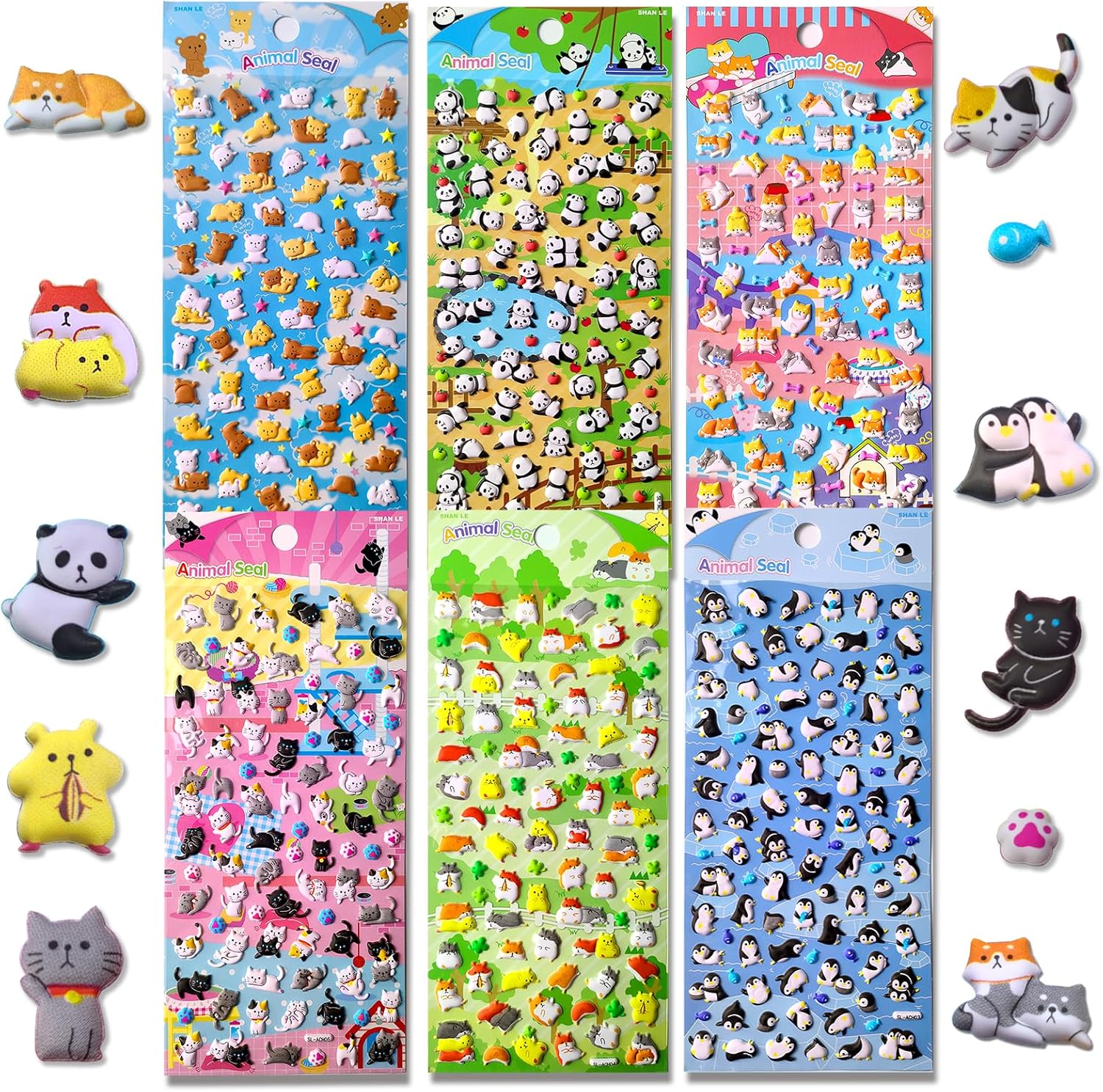 Amazon.com: 6Sheets 3D Puffy Stickers for Toddlers Kids Girls & Boys ...